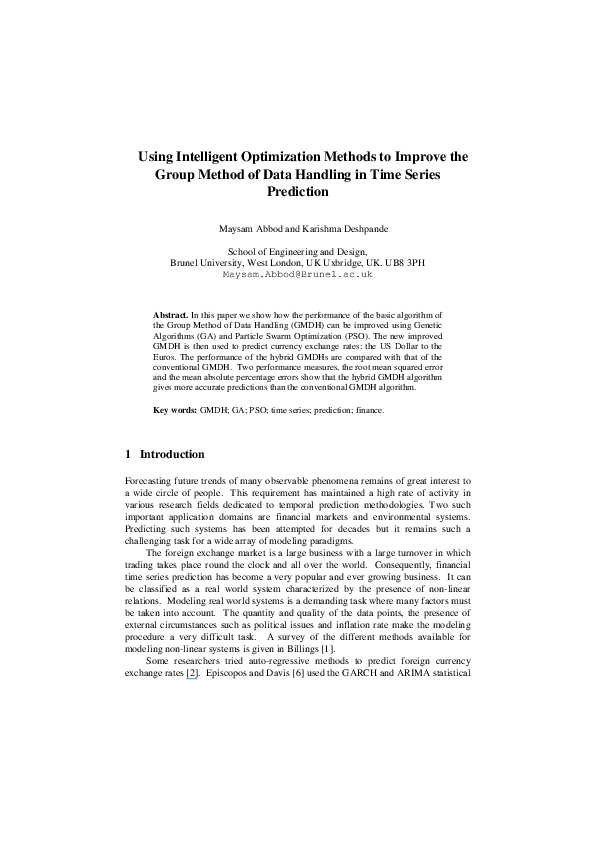Pdf A Hybrid Group Method Of Data Handling Gmdh With The Wavelet Decomposition For Time
