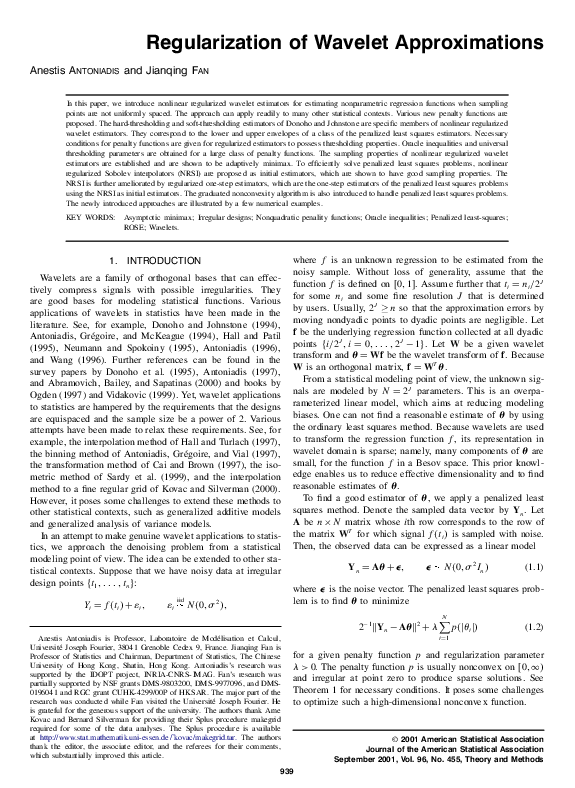 (PDF) Regularization of Wavelet Approximations