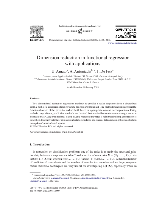 (PDF) Dimension reduction in functional regression with applications