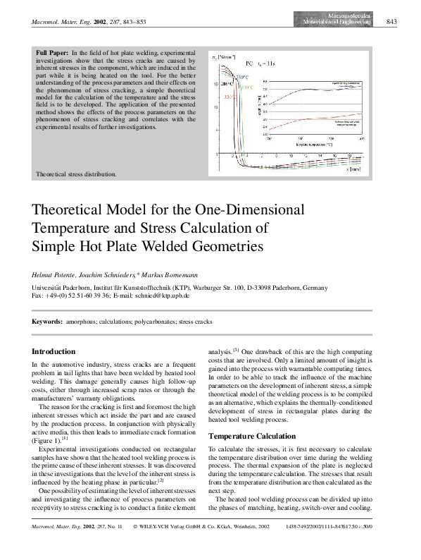 (PDF) Theoretical Model for the One-Dimensional Temperature and Stress ...