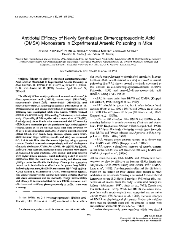 (PDF) Antidotal Efficacy of Newly Synthesized Dimercaptosuccinic Acid ...