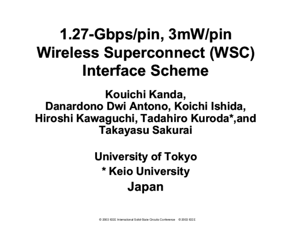 (PDF) 1.27Gb/s/pin 3mW/pin wireless superconnect (WSC) interface scheme ...