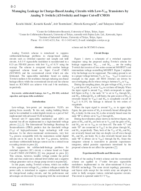 Pdf Managing Leakage In Charge Based Analog Circuits With Low Vsub