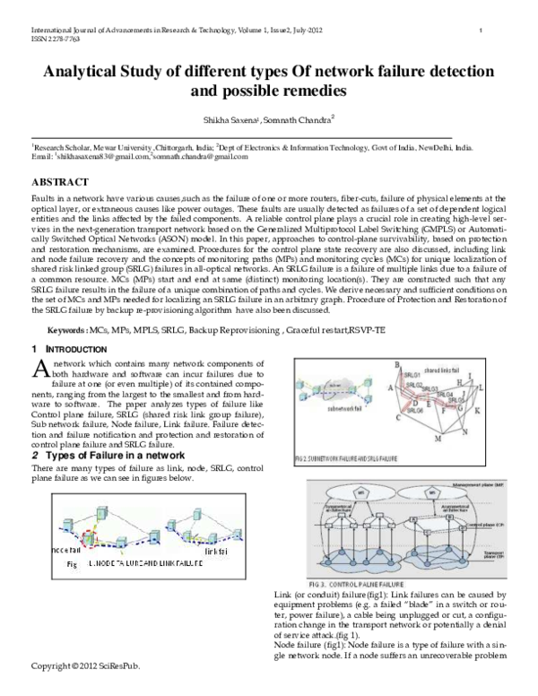 (PDF) Analytical Study of different types Of network failure detection ...
