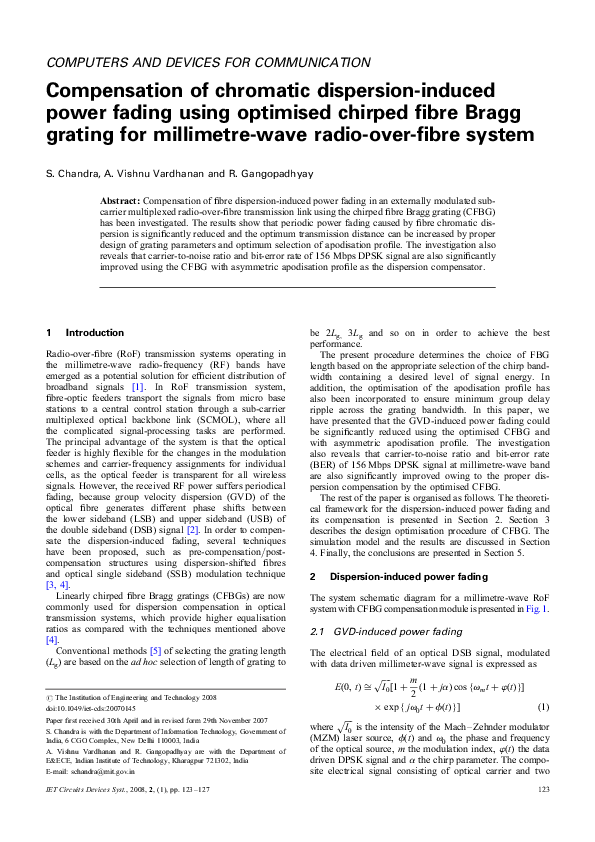 (PDF) Compensation of chromatic dispersion-induced power fading using ...