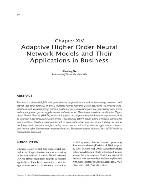 (PDF) Adaptive Higher Order Neural Network Models and Their Applications in Business