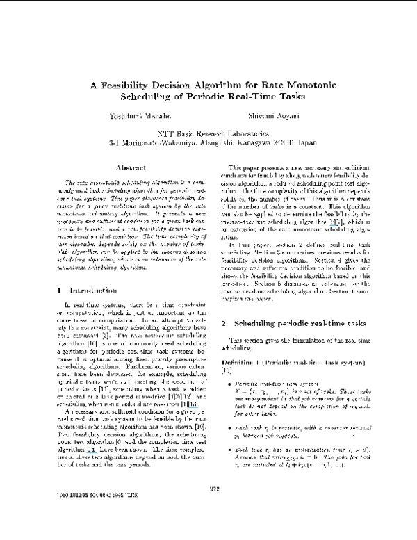 Pdf A Feasibility Decision Algorithm For Rate Monotonic And Deadline Monotonic Scheduling