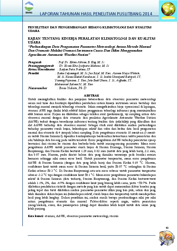 (PDF) Perbandingan Data Pengamatan Parameter Meteorologi Antara Metode ...