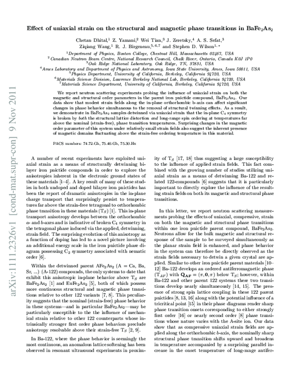 (PDF) Effect of Uniaxial Strain on the Structural and Magnetic Phase ...