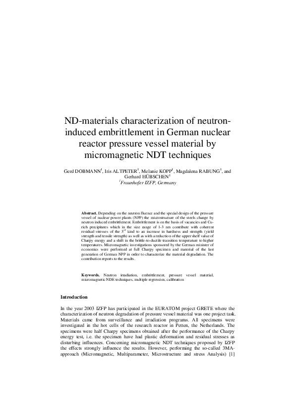 (PDF) ND-materials characterization of neutron-induced embrittlement in ...