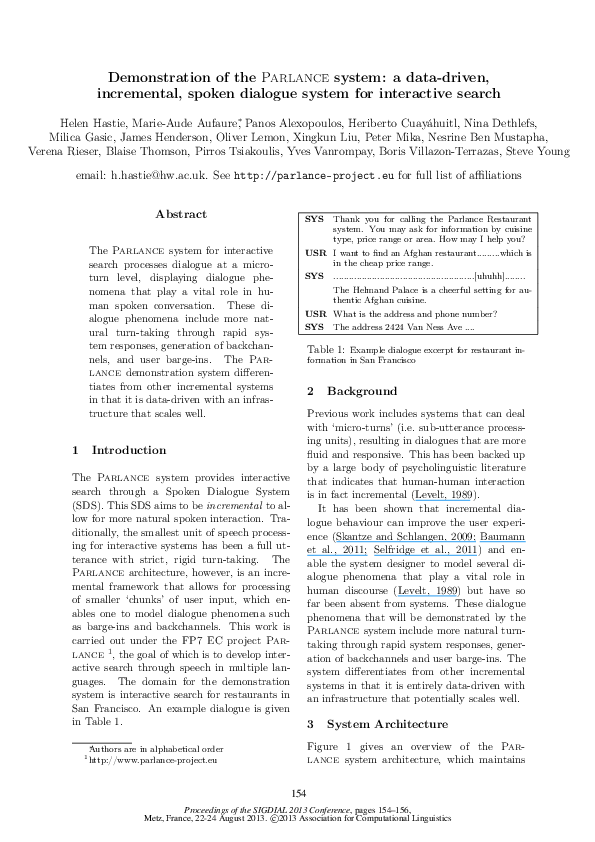 Pdf Demonstration Of The Parlance System A Data Driven Incremental