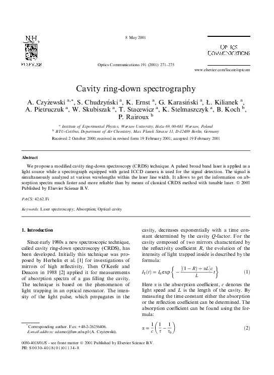 (PDF) Cavity ring-down spectrography