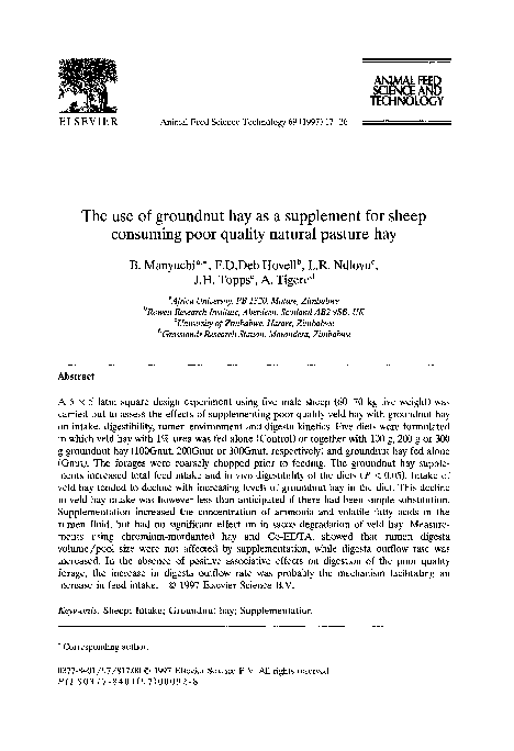 (PDF) The use of groundnut hay as a supplement for sheep consuming poor ...