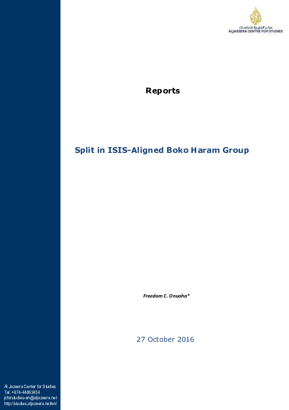 (PDF) Split in ISIS-Aligned Boko Haram Group