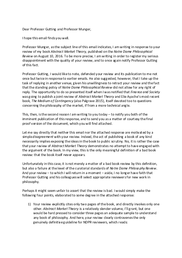 (PDF) Letter to NDPR and an inattentive critic