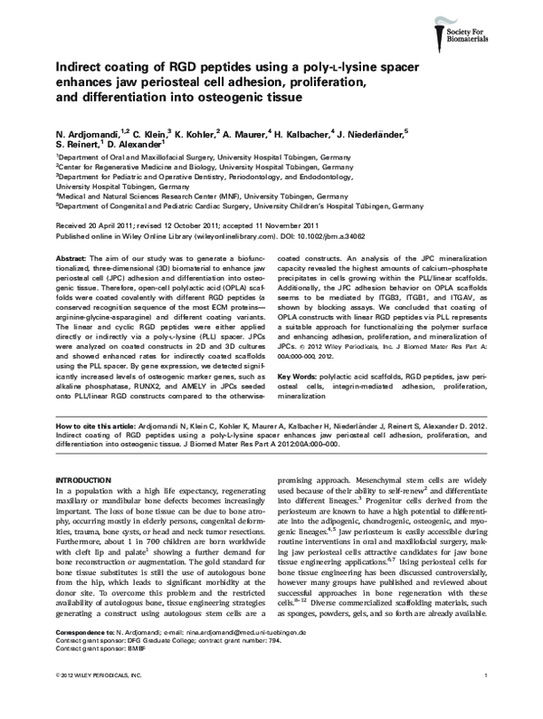 (PDF) Indirect coating of RGD peptides using a poly-L-lysine spacer ...