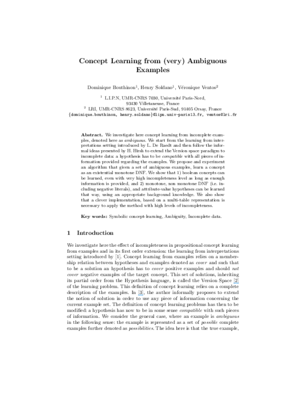 (PDF) Concept Learning from (Very) Ambiguous Examples