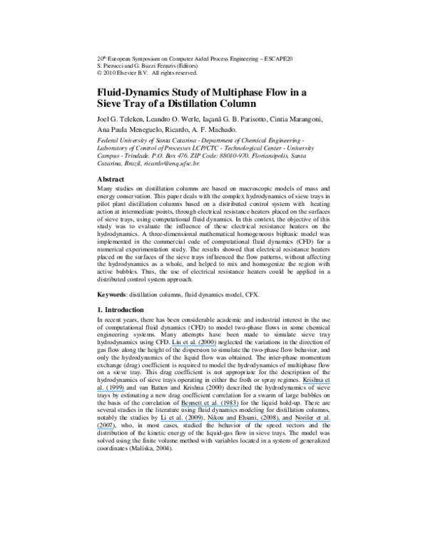 (PDF) Fluid-Dynamics Study of Multiphase Flow in a Sieve Tray of a Distillation Column