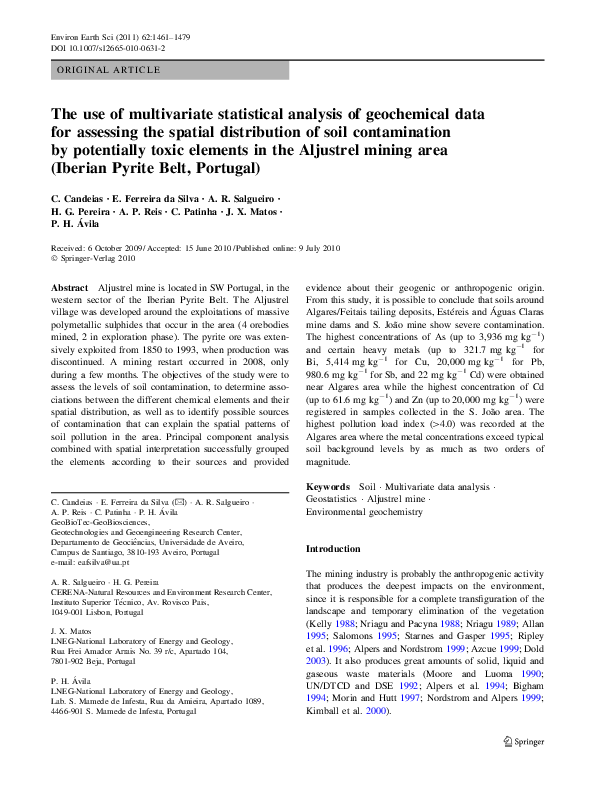 Pdf The Use Of Multivariate Statistical Analysis Of Geochemical Data