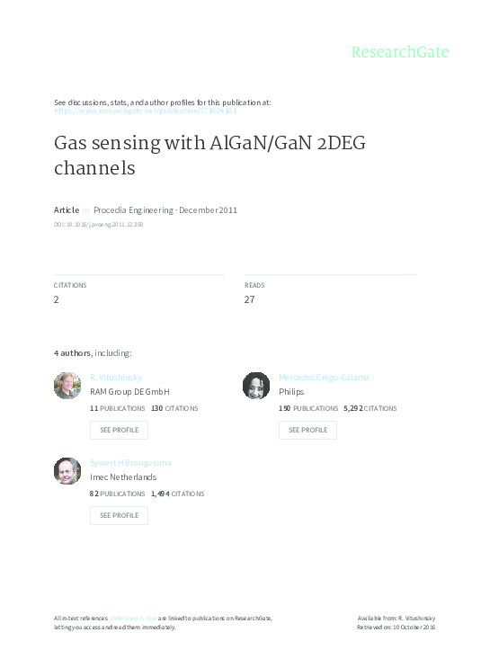 (PDF) Gas sensing with AlGaN/GaN 2DEG channels Gas Sensing with AlGaN ...