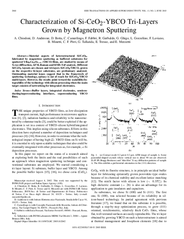 (PDF) Characterization of Si-CeO2-YBCO tri-layers grown by magnetron ...