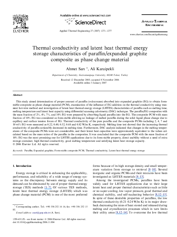 (PDF) Thermal conductivity and latent heat thermal energy storage ...