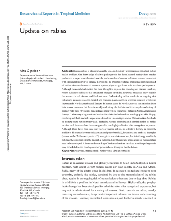 (PDF) Update on rabies