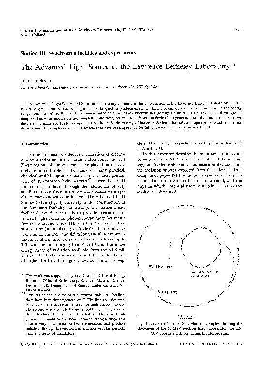 (PDF) The advanced light source at the Lawrence Berkeley laboratory ...