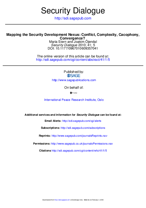 (PDF) Mapping the Security--Development Nexus: Conflict, Complexity, Cacophony, Convergence?