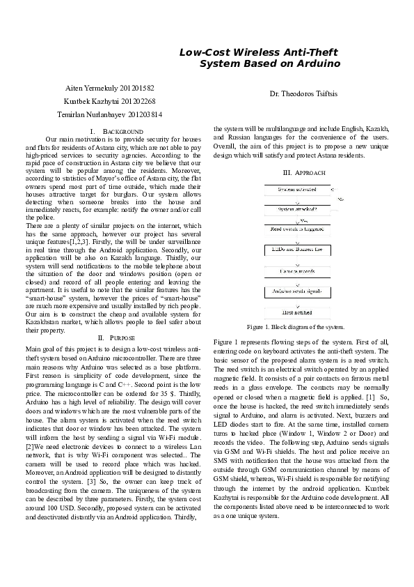 Doc Low Cost Wireless Anti Theft System Based On Arduino