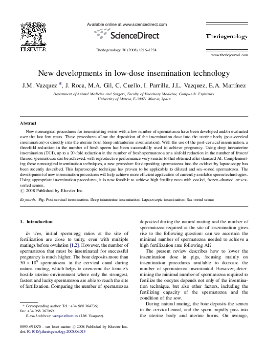 (PDF) New developments in low-dose insemination technology