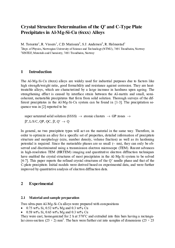 (PDF) Crystal Structure Determination of the Q’ and C-Type Plate ...