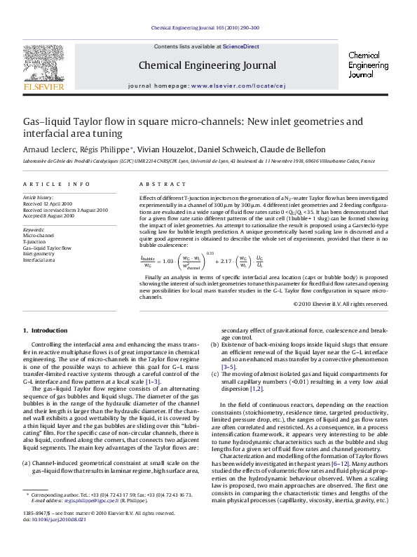 (PDF) Gas–liquid Taylor flow in square micro-channels: New inlet ...