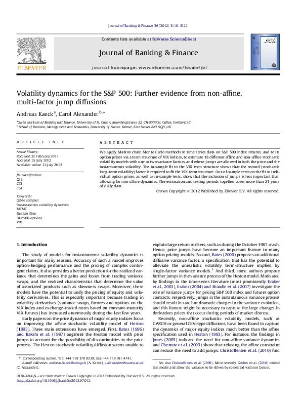 (PDF) Volatility dynamics for the S&P 500: Further evidence from non-affine, multi-factor jump ...