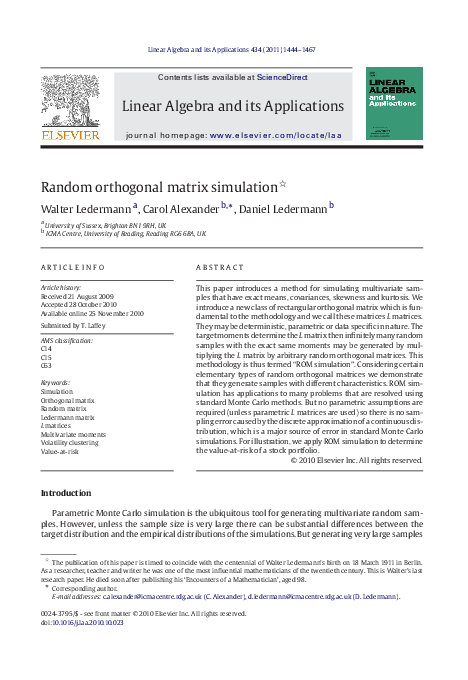 Pdf Rom Simulation For Exact Statistical Moments