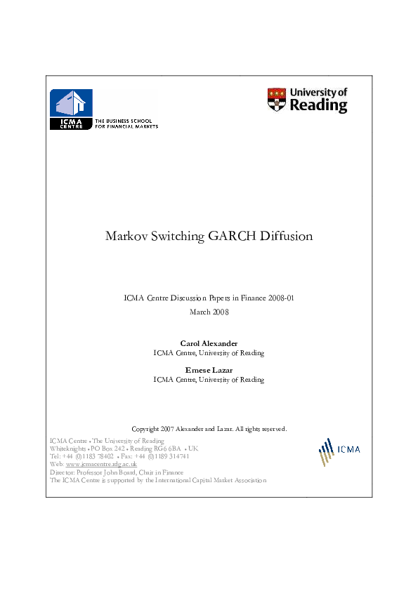 (PDF) Markov switching GARCH diffusion