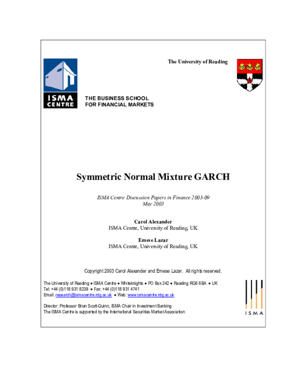 (PDF) Symmetric normal mixture GARCH