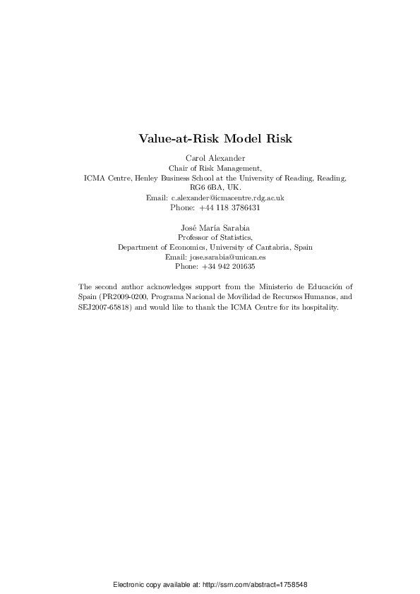 (PDF) Value-at-Risk Model Risk