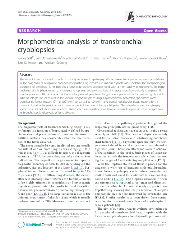(PDF) Morphometrical analysis of transbronchial cryobiopsies