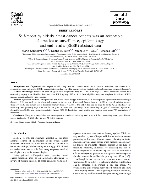 (PDF) Self-report by elderly breast cancer patients was an acceptable ...