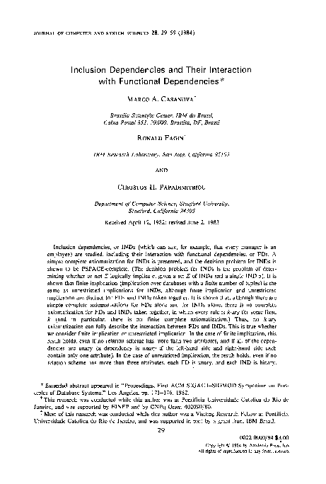 (PDF) Inclusion dependencies and their interaction with functional ...