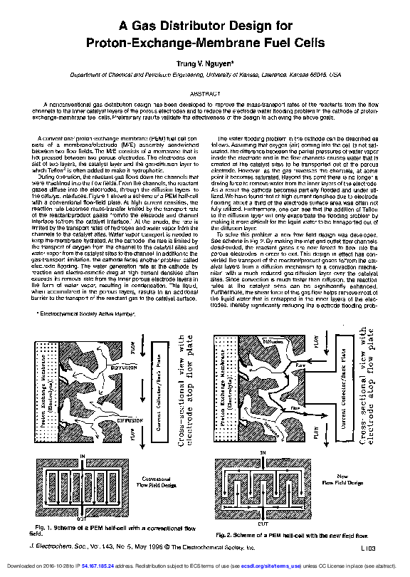 (PDF) A gas distributor design for proton-exchange-membrane fuel cells