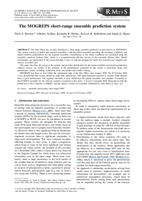 (PDF) The MOGREPS short-range ensemble prediction system