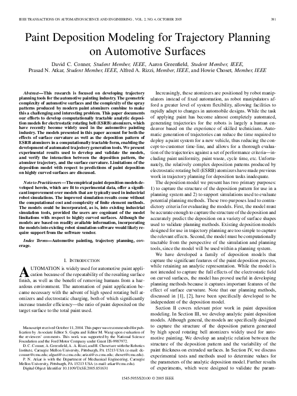 (PDF) Paint Deposition Modeling for Trajectory Planning on Automotive ...