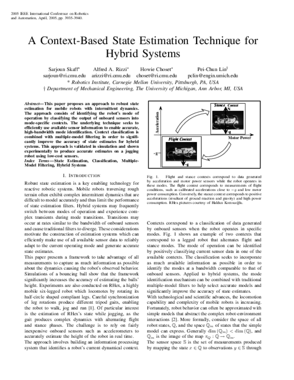 Pdf A Context Based State Estimation Technique For Hybrid Systems