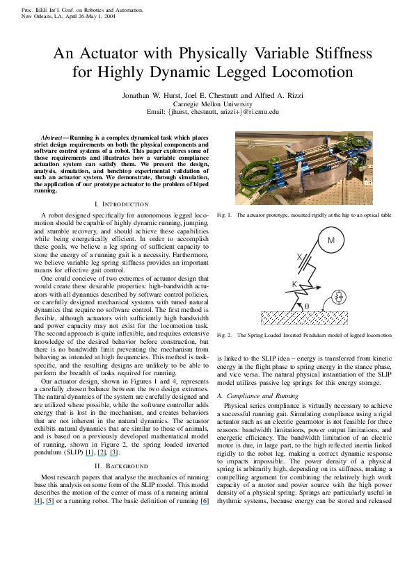 (PDF) An actuator with physically variable stiffness for highly dynamic legged locomotion