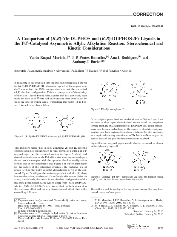 (PDF) A Comparison of ( R , R )-Me-DUPHOS and ( R , R )-DUPHOS- i Pr ...