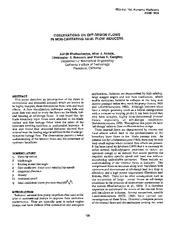 (PDF) Observations on Off-Design Flows in Non-Cavitating Axial Flow ...
