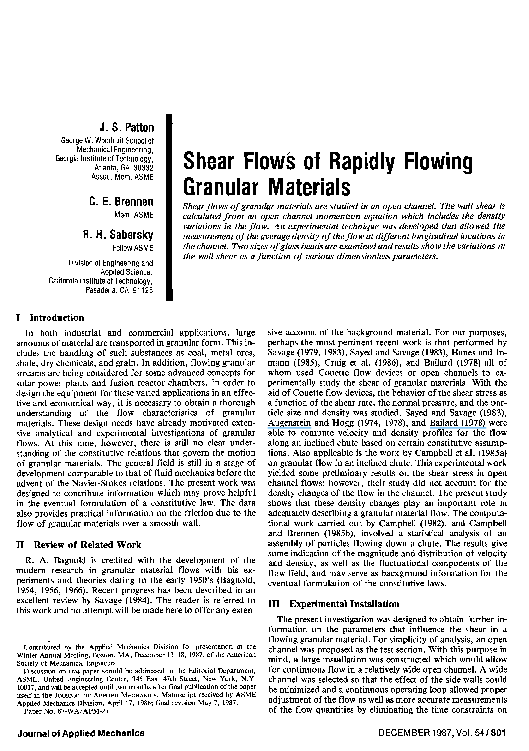 (PDF) Shear Flows of Rapidly Flowing Granular Materials