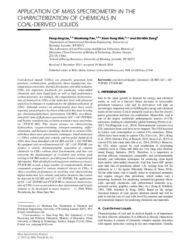 (PDF) APPLICATION OF MASS SPECTROMETRY IN THE CHARACTERIZATION OF ...